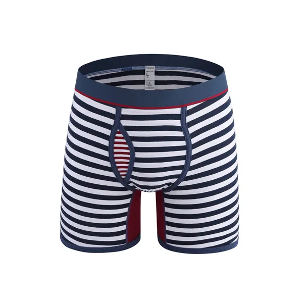 מוצר - New Brand Men Long Boxer Male Underwear Striped Cotton Open ...