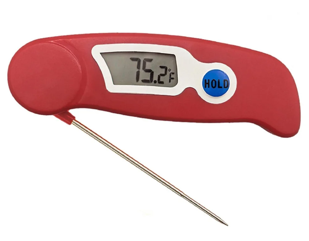 Red Color Digital Instant Read Easy to Use Thermometer with Foldable ...