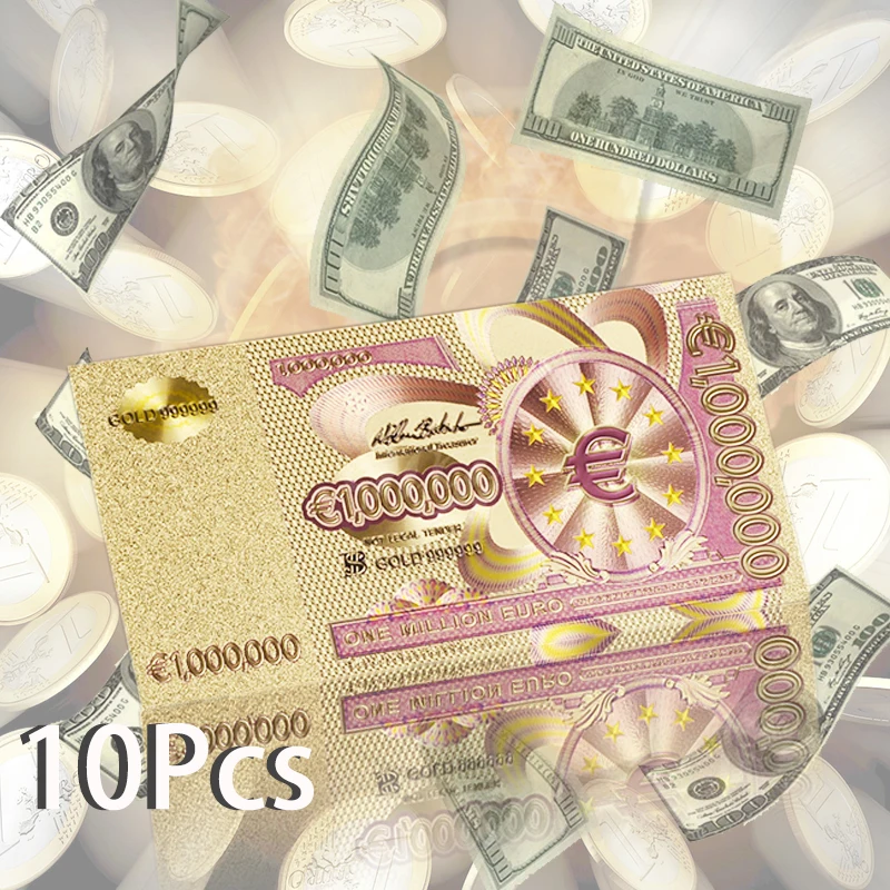 WR Gold Plated Banknote Colorful One Million Euros Gold Foil Paper ...