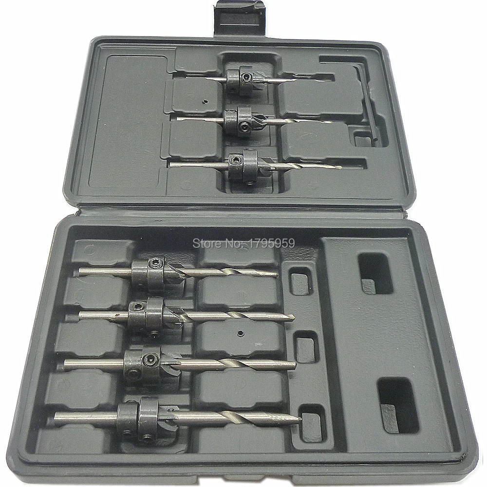 22pcs Countersink Drill Bit Set W/Case Adjustable Depth Stop Collars ...