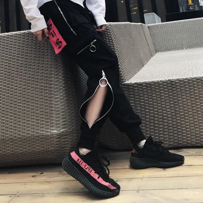 Nuevo hip hop pantalones hombres y mujeres negro pantalones de la danza ...