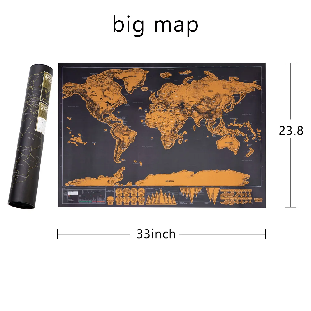 Luxury Edition Black Scrape World Map Deluxe Travel Scratch World Map ...