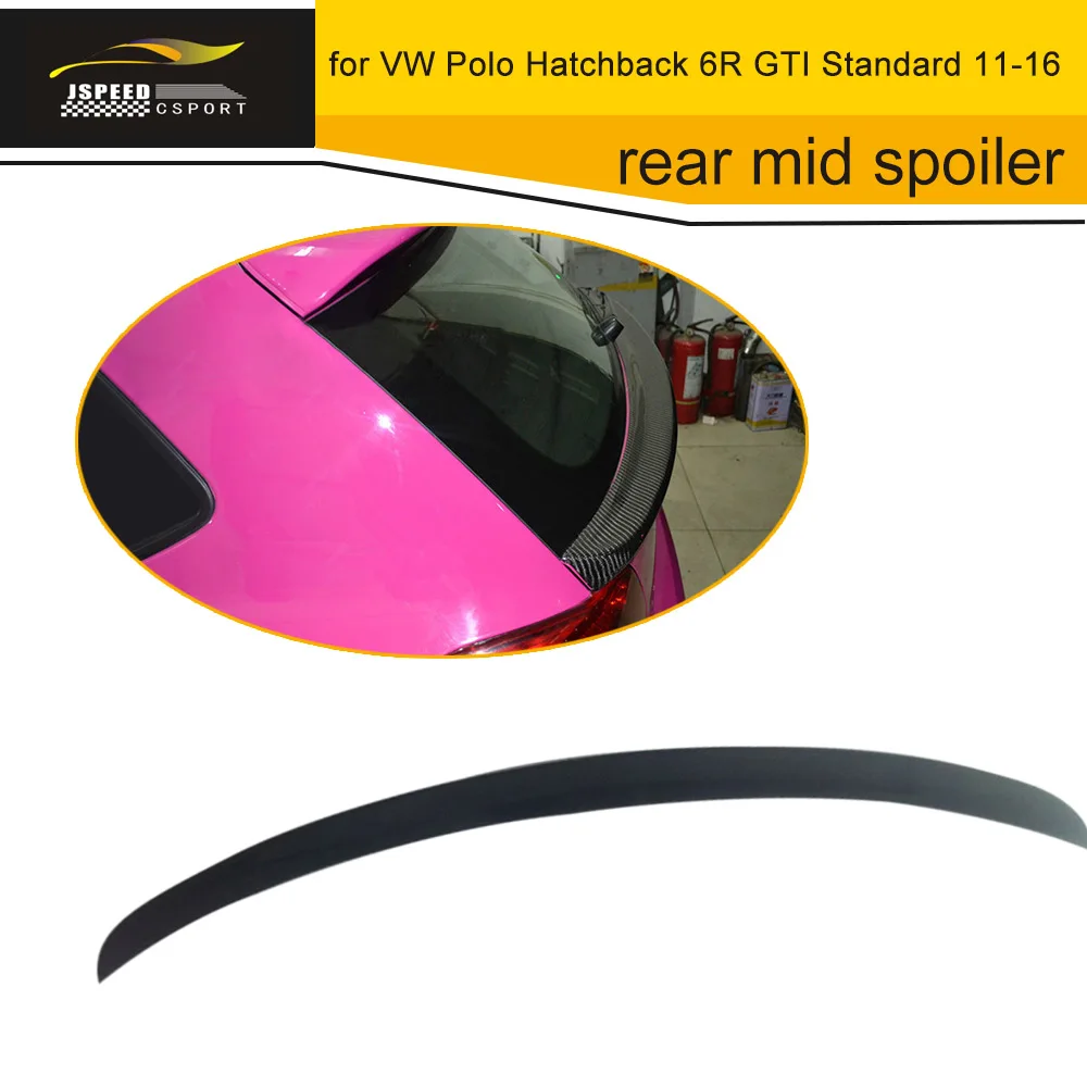 carbon fiber rear mid lip spoiler wing for VW Polo Hatchback 6R GTI ...