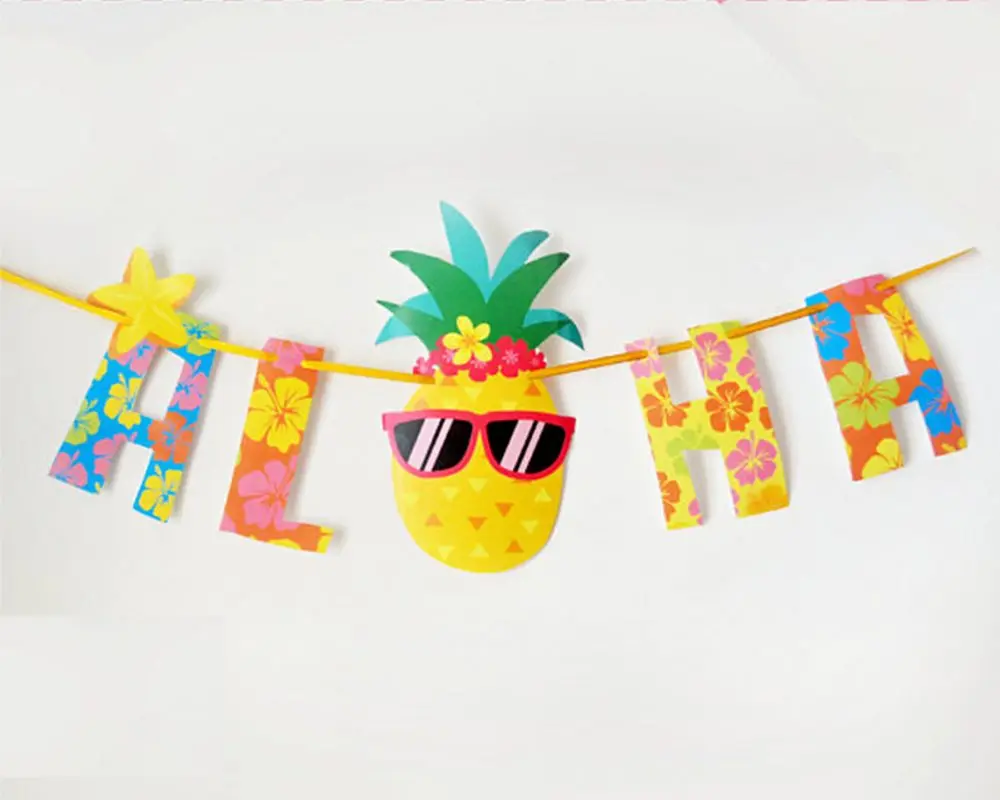 Color-Hawaii-Pineapple-Glasses-Paper-Letter-Banner-Pennant-Garland ...