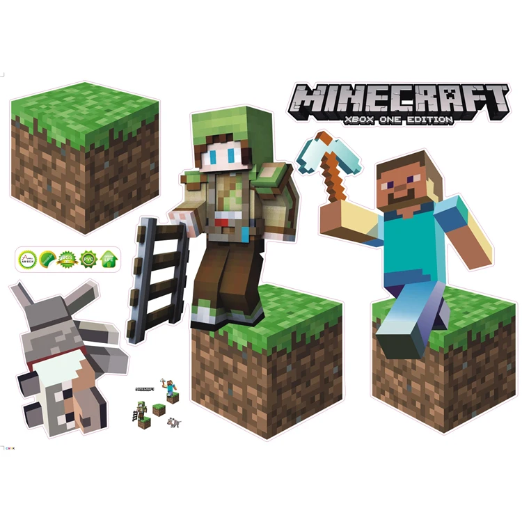 Discount !! Newest Minecraft Wall Stickers 3D Wallpapers Kids Room ...