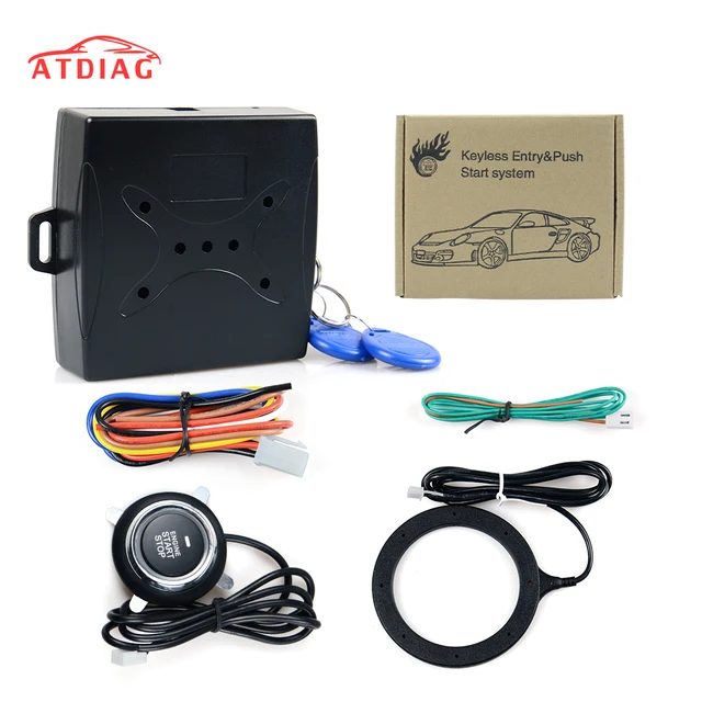12V Auto Car Alarm One Start Stop Button Engine Push Button RFID Lock ...