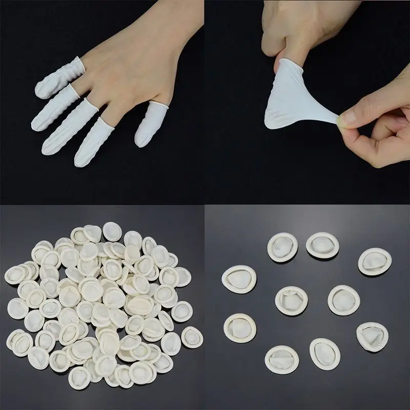 250pcs Nail Art Latex Rubber Finger Protector Cap Cots Shield Dust Free ...