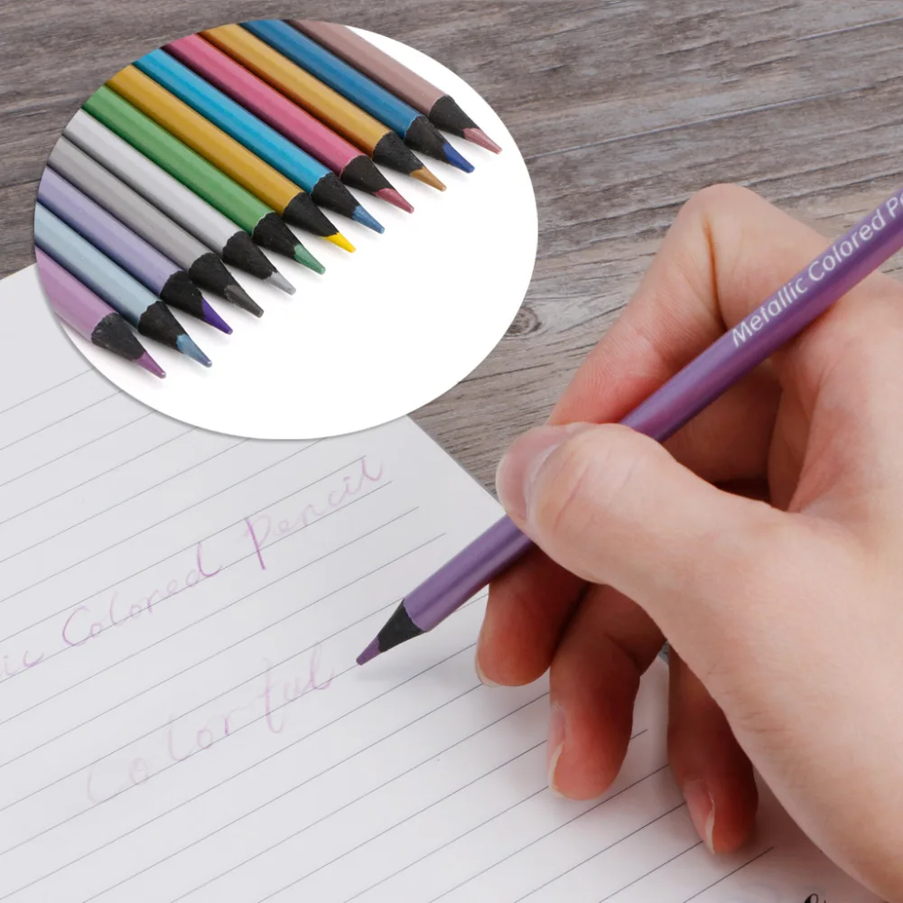 Pro 12 Color Pencils Metallic Colors Non Toxic Drawing Pencils Drawing 