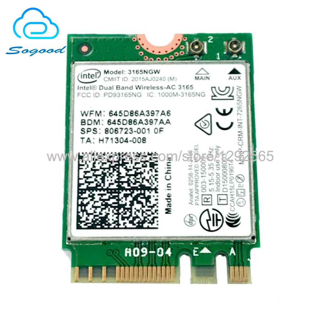 Wireless-Card-Intel-Dual-Band-Wireless-AC-3165-3165NGW-433Mbps-NGFF-2 ...