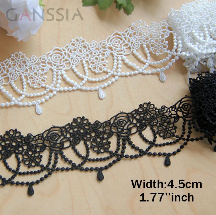 1yard-Width-4-5cm-1-80-Gorgeous-Bead-Chain-Lace-Water-Soluble-Laces ...