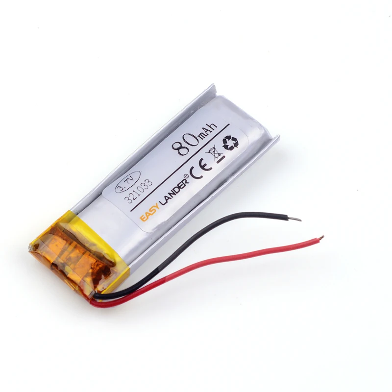 3.7v Lithium Ion Rechargeable Battery 321033 80mah Mp4 Mp5 Mp3 ...
