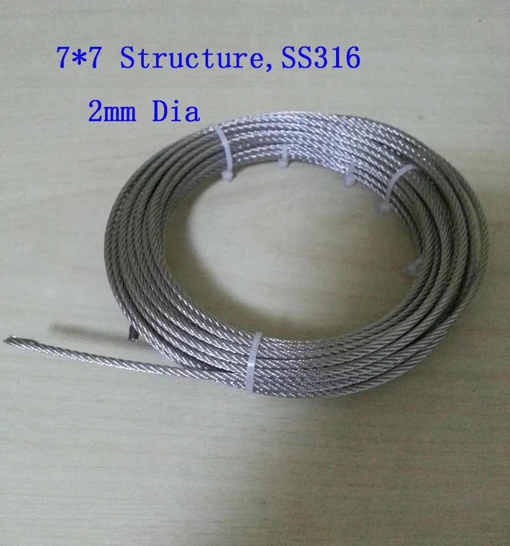 10 meters,SS316 material, 2mm dia, 7*7 Structure,Stainless Steel Wire ...