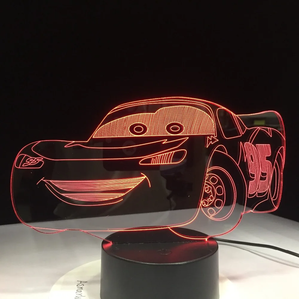 Super Car 3D Racing Car Night Light USB LED Table Lamp 3D Illusion Lamp ...
