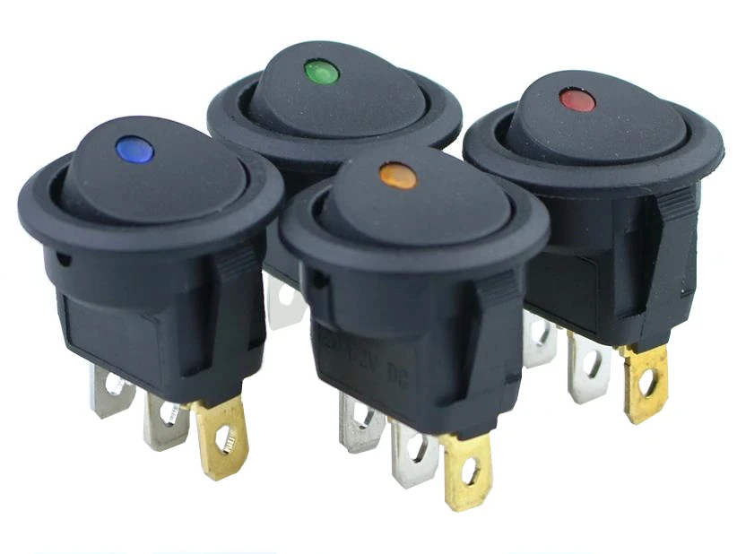 10Pcs Car 12V 3 Pin Round Rocker Dot Boat LED Light Toggle Switch SPST ...