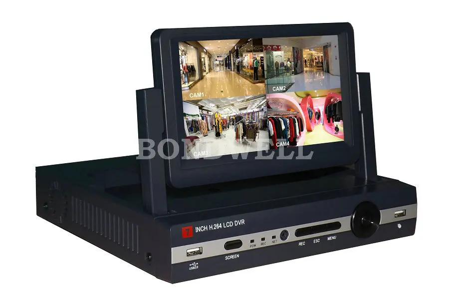 7" 4CH HD TFT LCD Screen Monitor H.264 DVR All In One Combo DVR With ...