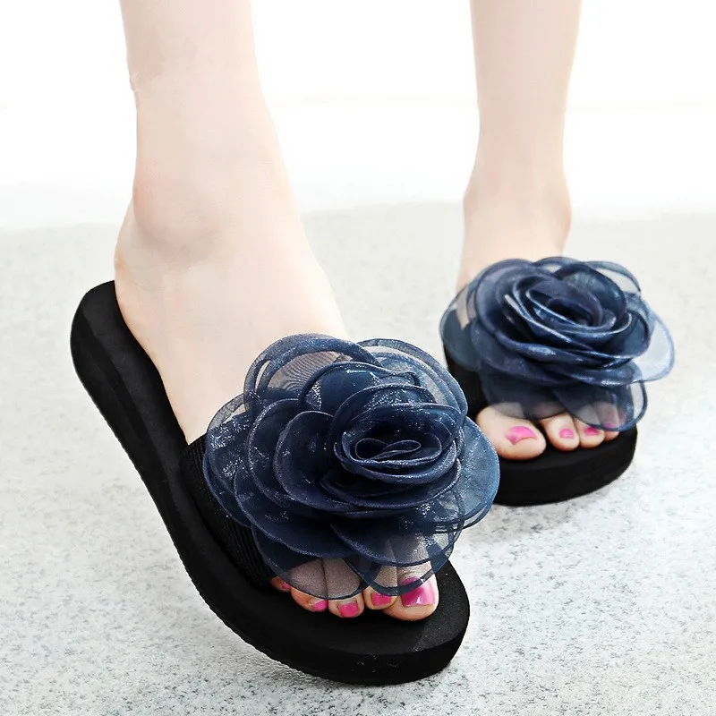 Women Slippers Summer Lace Floral Beach Shoes Fashion Flower Light ...