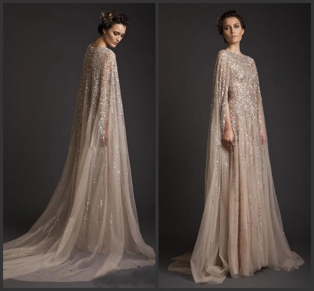 New-Luxury-Champagne-Bling-Long-Wedding-Cloaks-Capes-Sequins-Jackets ...