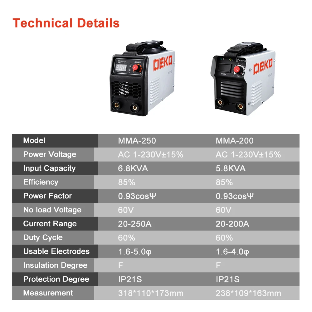 DEKO 220V 200/250A IGBT инвертор переменного тока дуговой сварочный ...