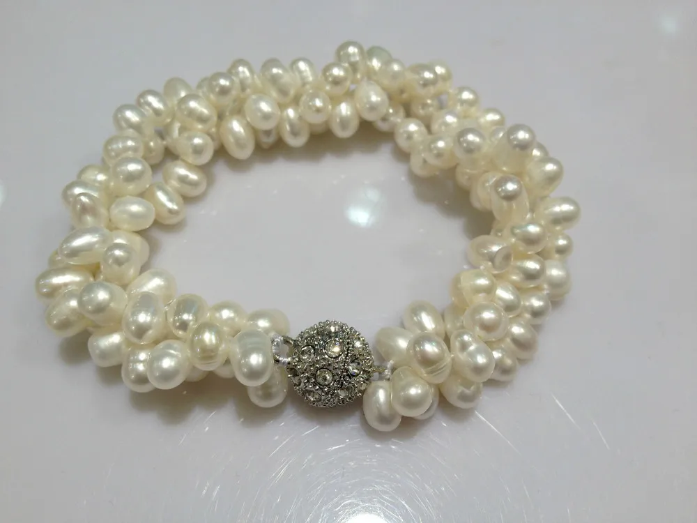 Natural-Freshwater-Pearl-Bracelet-Twist-Multilayer-With-Magnet-Clasp ...