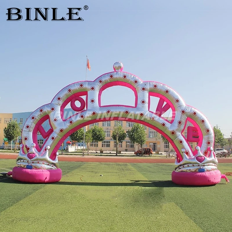 Hot! Silvery pink giant Inflatable Arch crown shape archway for girl's ...