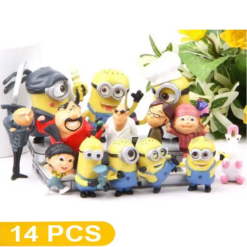 New 14 PCS/Set Despicable Me 2 Me2 Minions Action Figure Doll PVC Toy 3 ...