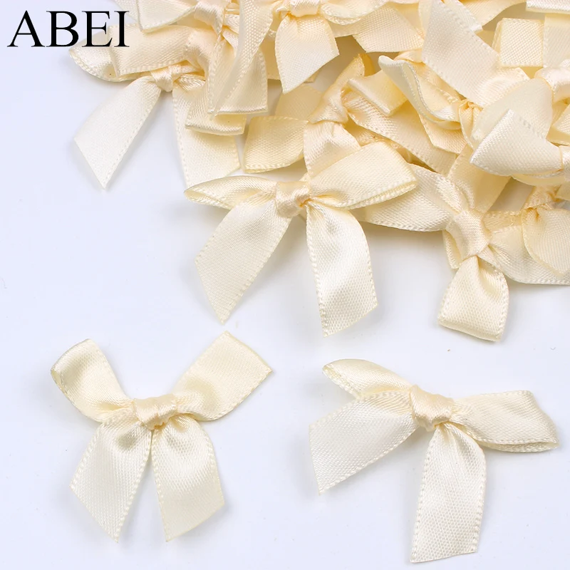 50pcs/lot Beige Satin Ribbon Bow For Wedding Party Decoration Handmade ...