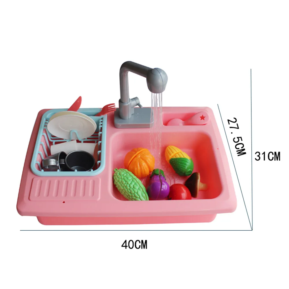 Children Kitchen Sink Pretend Play Set Electric Circulation Pool ...