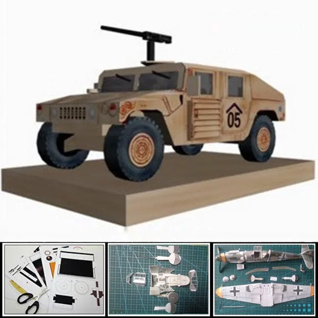New 2016 Paper Model Cars Military Hummer magazine ver. weapons 3d ...