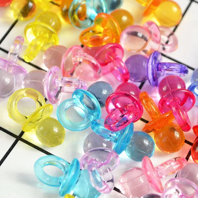 50pcs New Cute Pacifiers Pink Blue Transparent Mini Pacifiers for Boy ...