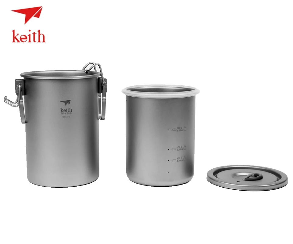 Keith 0.9L Folding Titanium Cooker Pots Outdoor Camping Hiking Travel ...