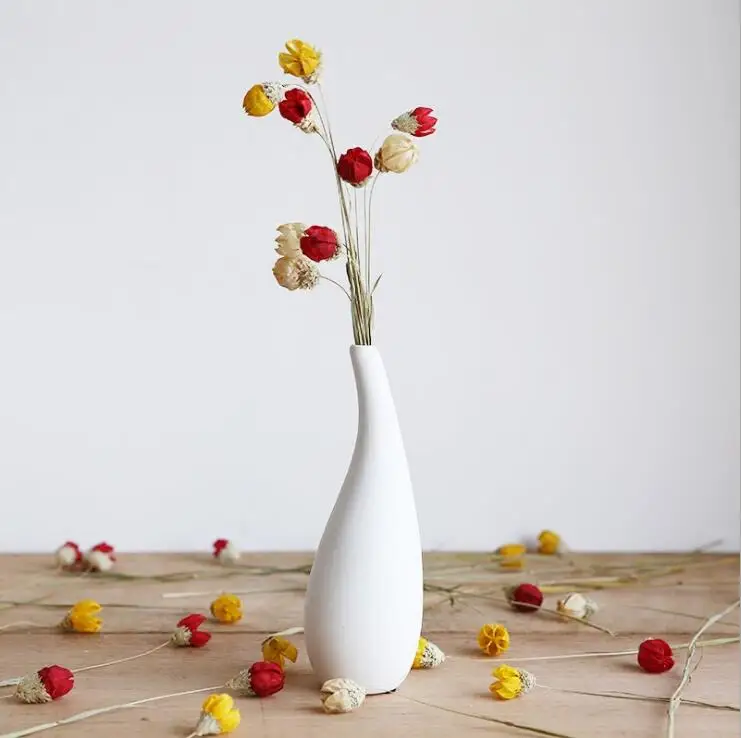 Nordic Simple Water Drop Vase Pure White Vegetarian Ceramic Vase ...