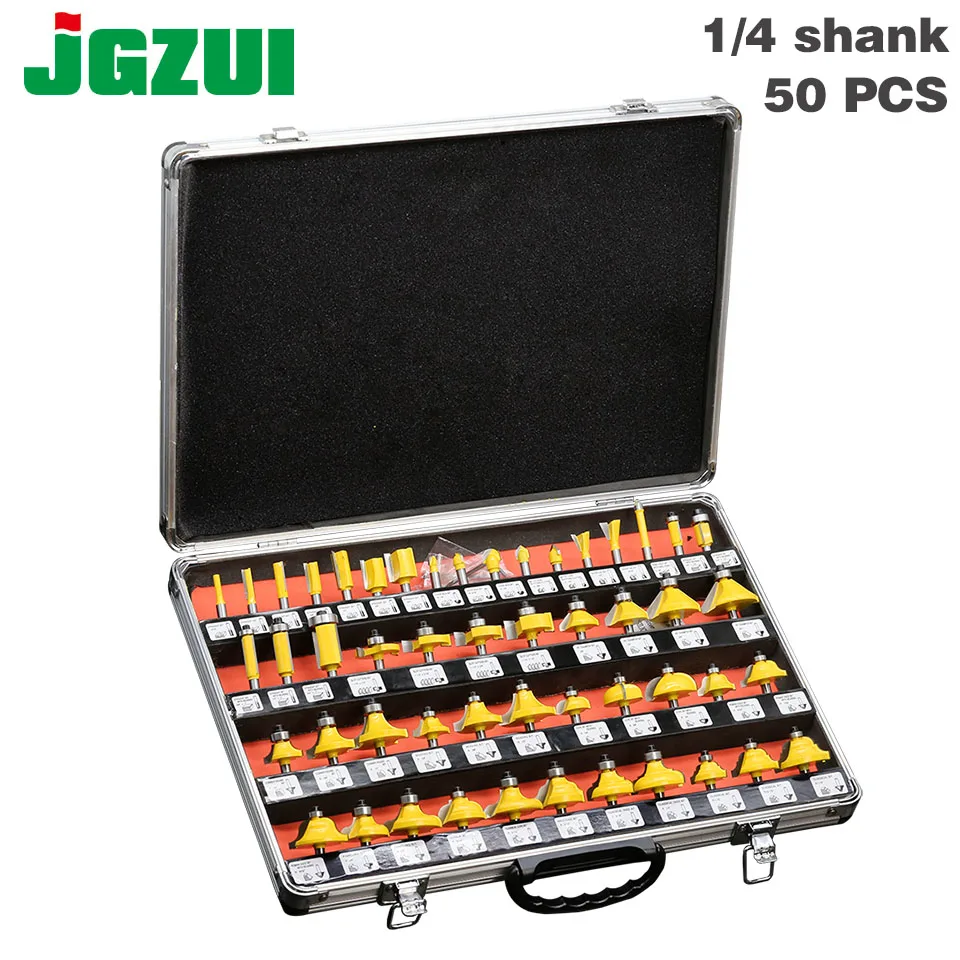 50PCS 1/4"(6.35mm) Shank Tungsten Carbide Router Bit Set Wood ...