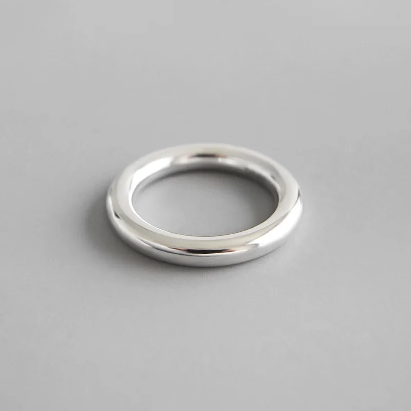 Real-990-Sterling-Silver-Smooth-Circle-Wedding-Rings-For-Women-Classic ...