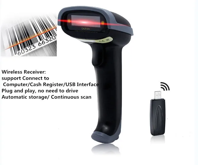 2018 new 1D wireless scanner wireless barcode scanner gun with storage ...
