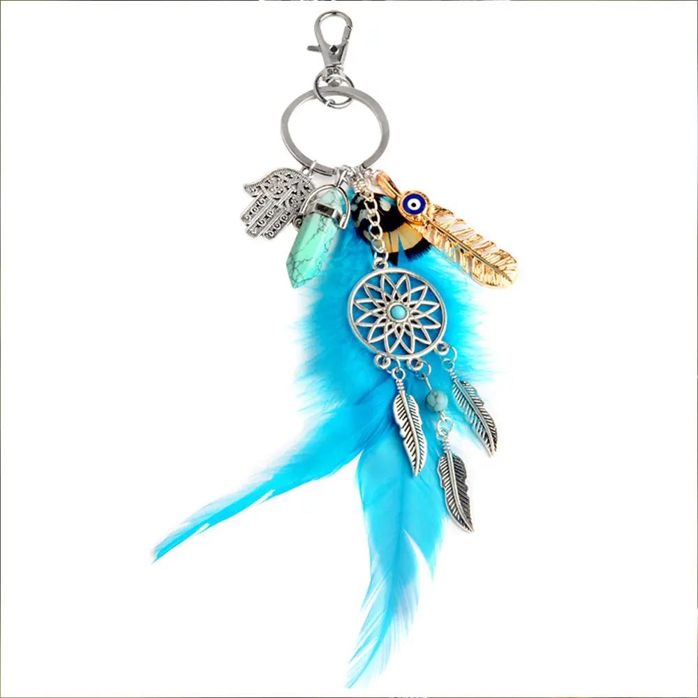 Clearance Sale Feather Keychain Keyholder Tassel Key Ring Natural Stone ...