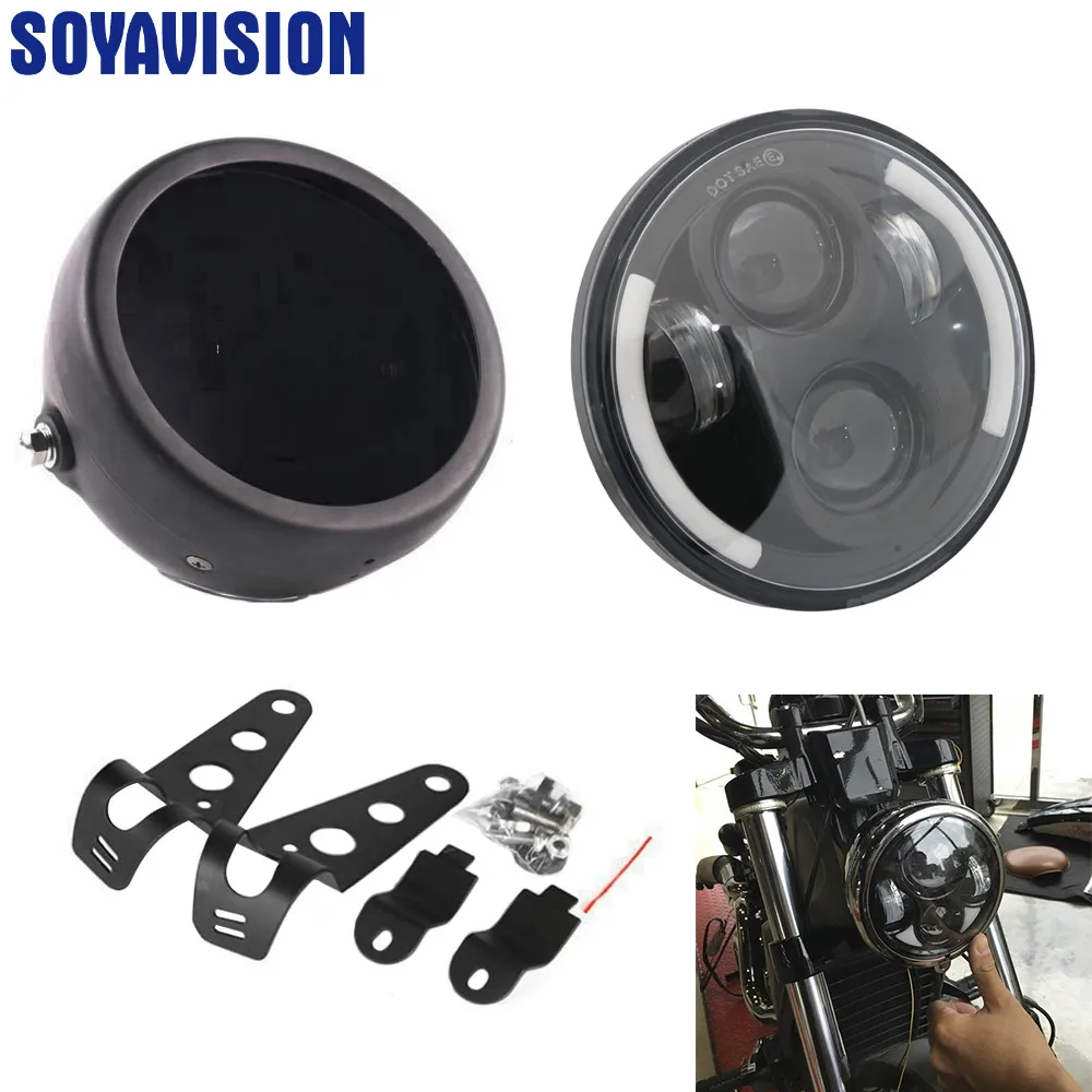 Universal 5 3/4 inch 5.75" Led Car Motorcycle Headlight H4 Phare Farol ...