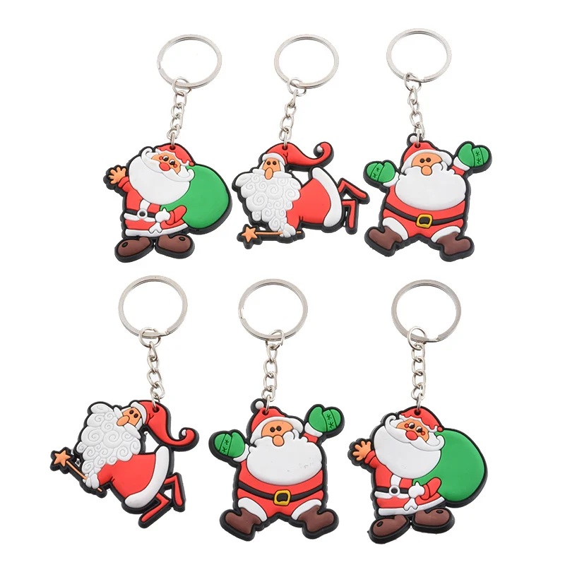10Pcs/lot Christmas Santa Claus Key Chain For Women Men Gifts Cartoon ...