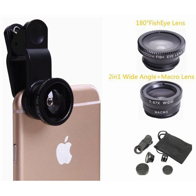 Portable Fish eye lens universal mobilephone camera wide+macro+fisheye ...
