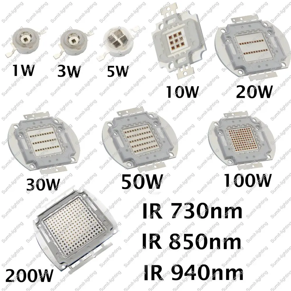 1W 3W 5W 10W 20W 30W 50W 100W 200W IR 850nm Infrared High Power LED ...