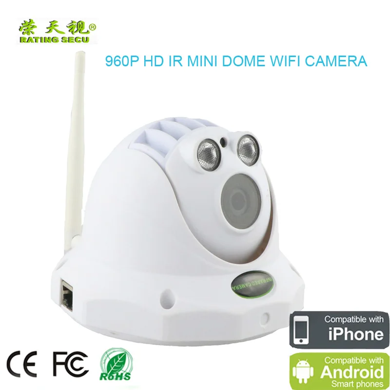 Wireless Wifi Antenna 960P Mini Dome CCTV Cameras With TF Card ...