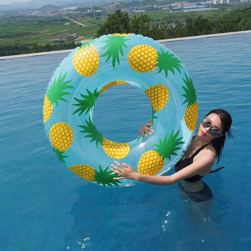 Pineapple Print Tube 105cm Giant Women Swimming Ring Inflatable Pool ...