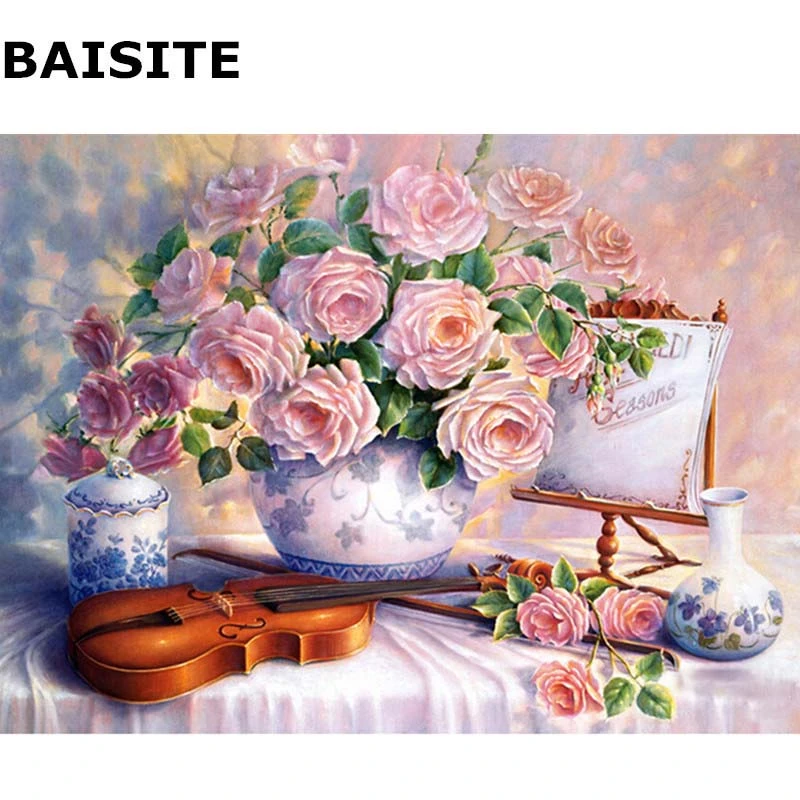 BAISITE Frameless Pictures DIY Oil Painting By Numbers On Canvas Wall ...