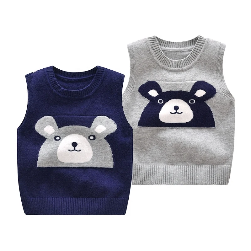 Cute Cartoon Boys Knitted Vest Spring Autumn Sleeveless Vest Children ...