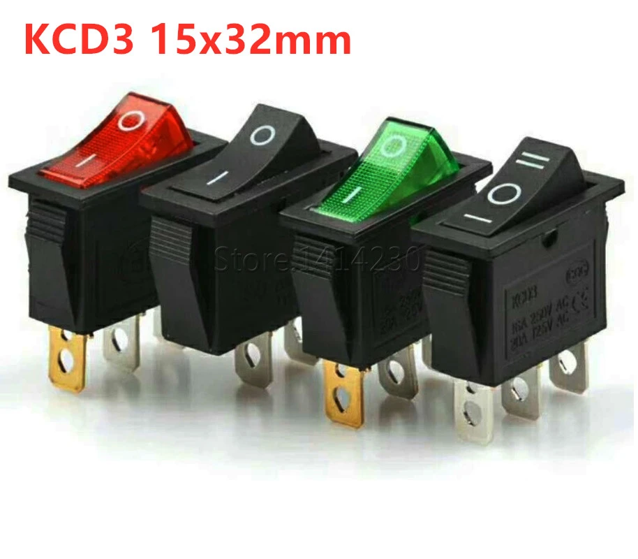 Kcd3 Rocker Switch 16a 250v 20a 125vac 2pin/3pin On-off On-off-on 2 ...