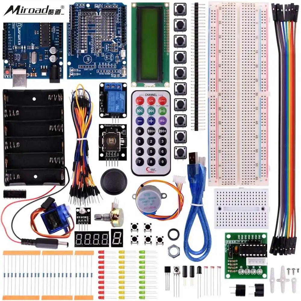 Miroad Complete Starter Kit For Arduino With Uno R3 Lcd Sensor Motor Avr Mcu Super Learning Kits 