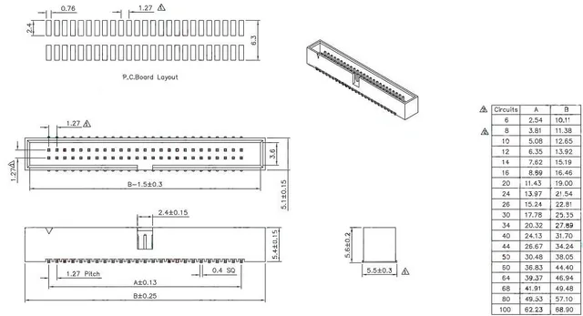 PCB Male Header Socket Set 10Pcs 2.54mm 2x20 Pin (40 Pin) Straight Male ...