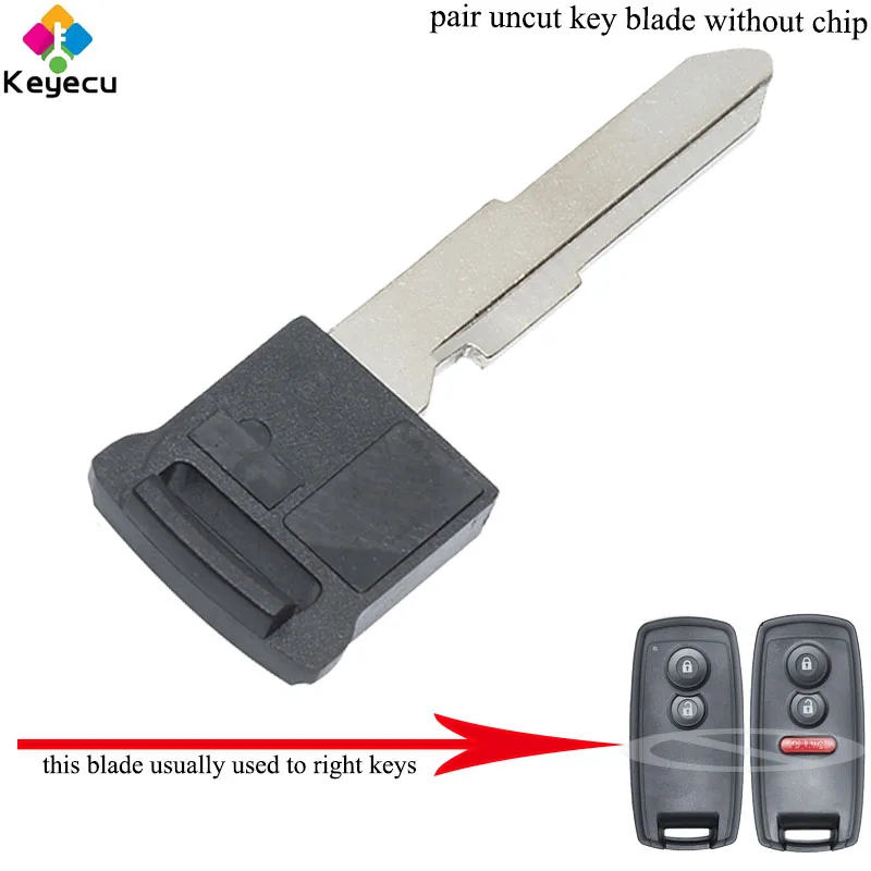 KEYECU Pair Replacement Smart Remote Insert Emergency Uncut Car Key ...