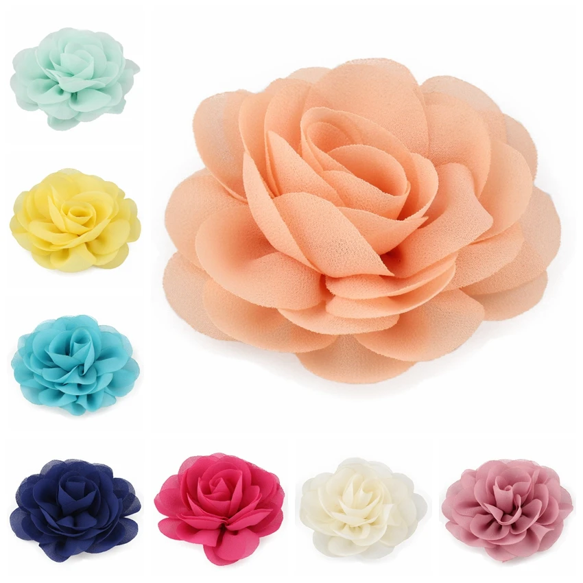 10pc 20 Colors 8.5cm 2017 Rolled Rose Fabric Hair Flowers For Kids ...