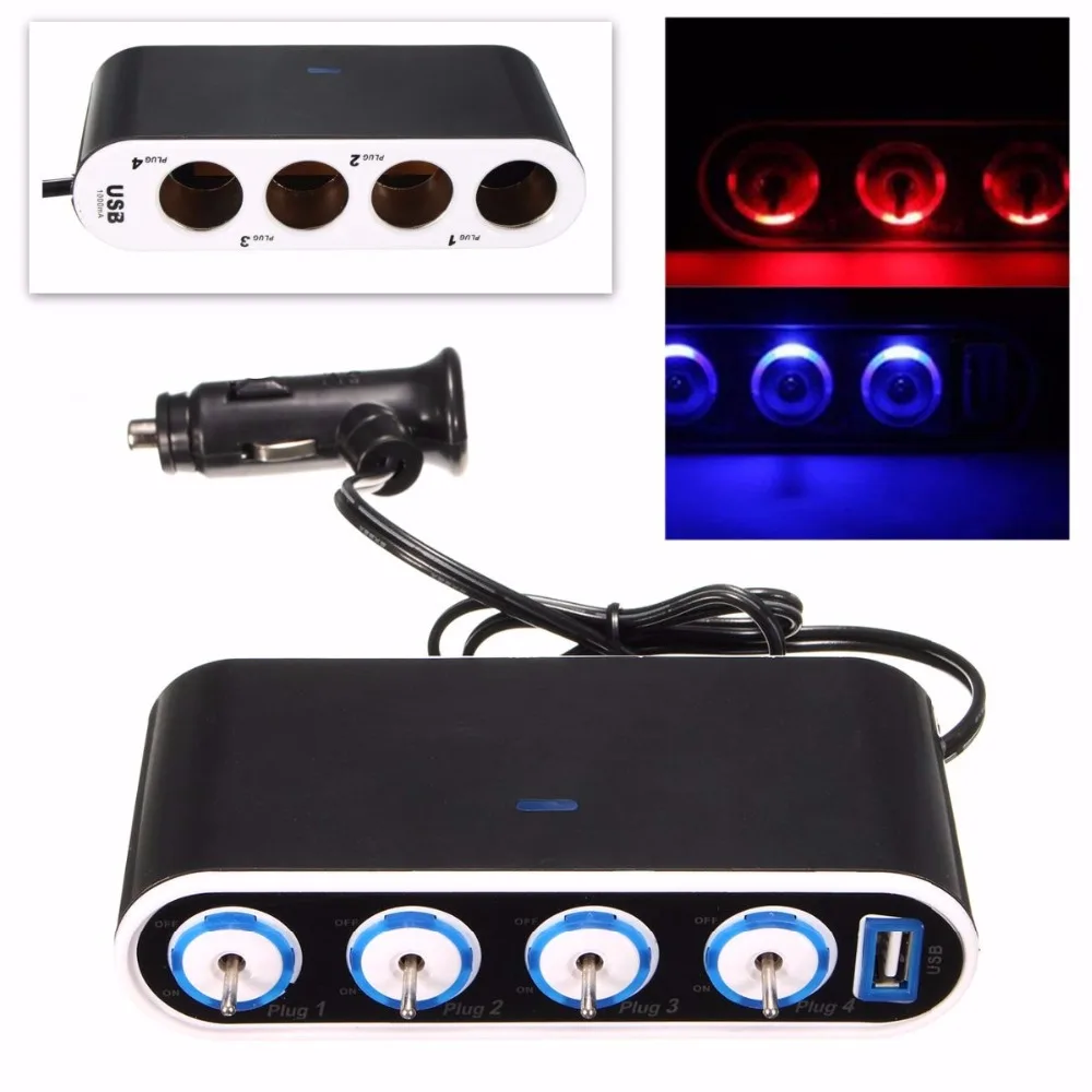 New 4 Way Multi Socket Fast Car Charger Vehicle Auto Car Cigarette