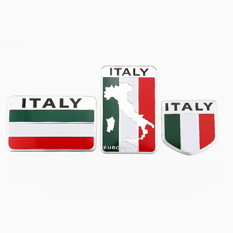 3D Aluminum Italy car Sticker Italy Flag Car styling accessories Emblem ...